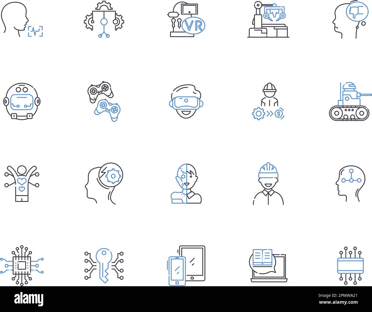 Digital marketing management outline icons collection. Digital ...