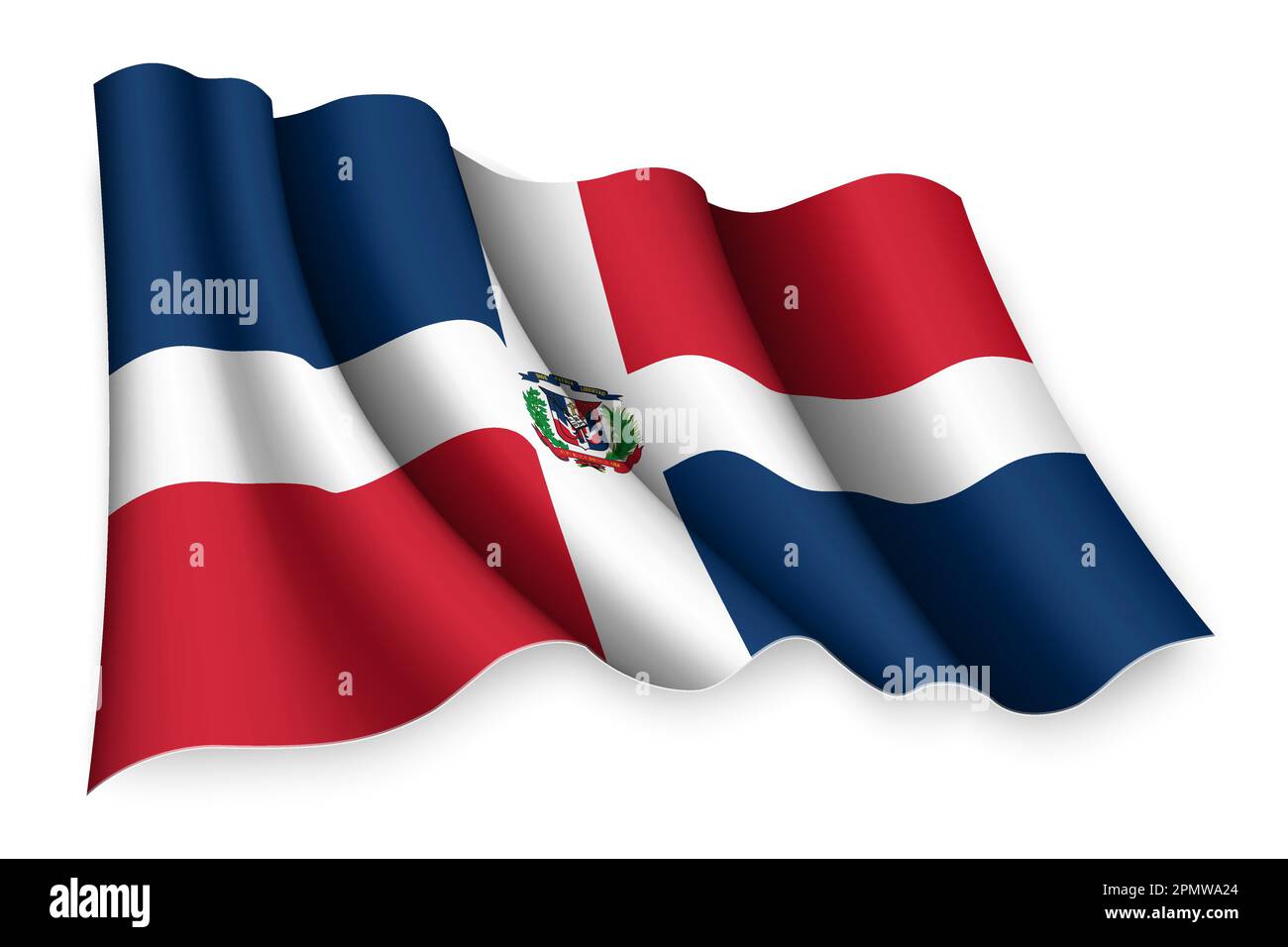 Realistic waving flag of Dominican Republic Stock Vector Image & Art ...