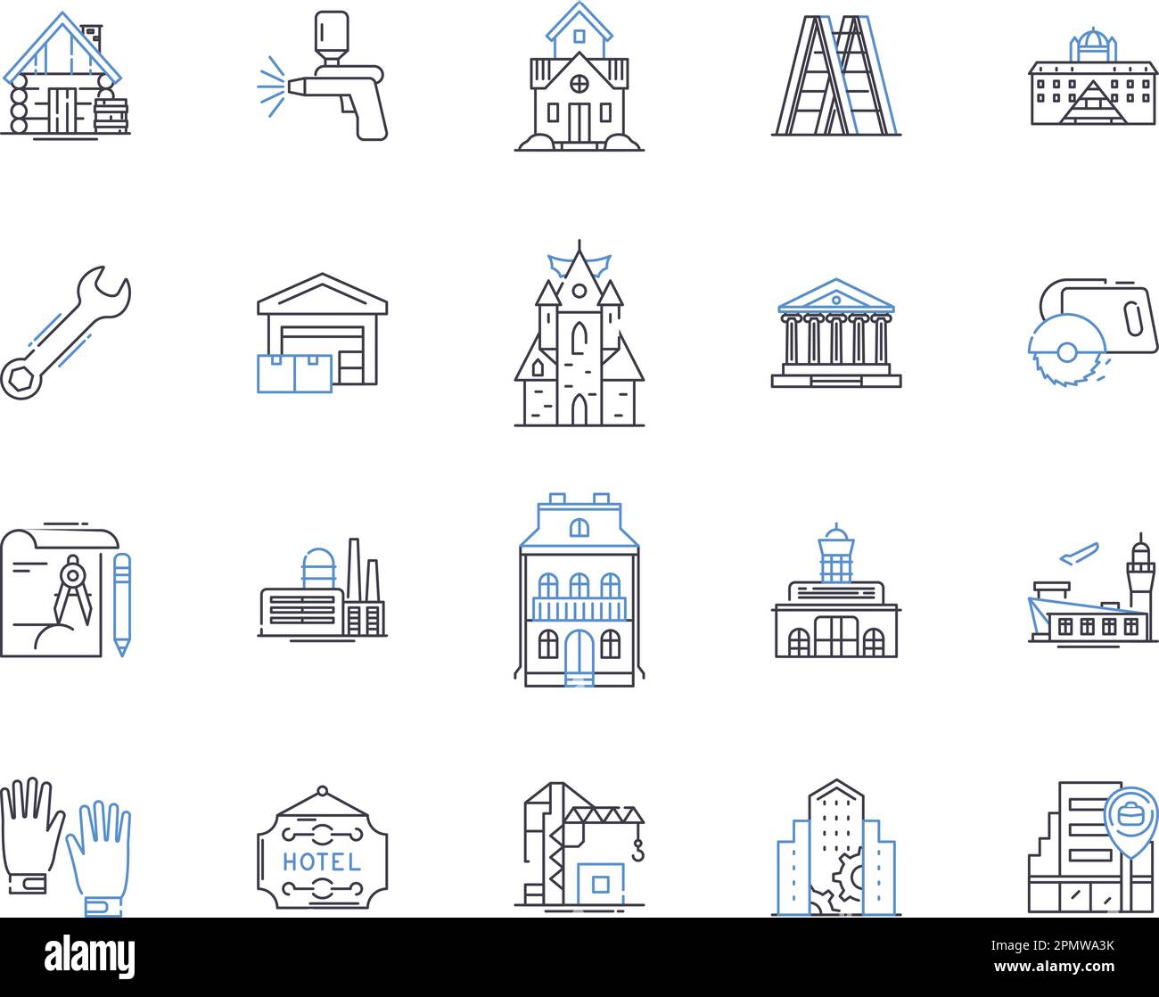Real Estate Technology outline icons collection. Realty, Technological ...