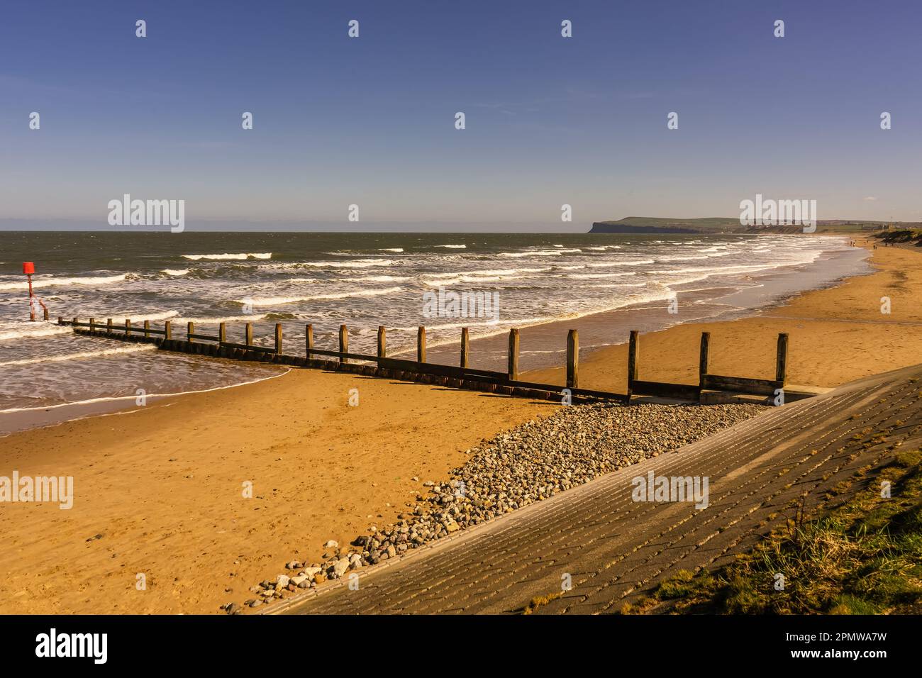 View form the promenade in Redcar looking at the beach towards Marske ...