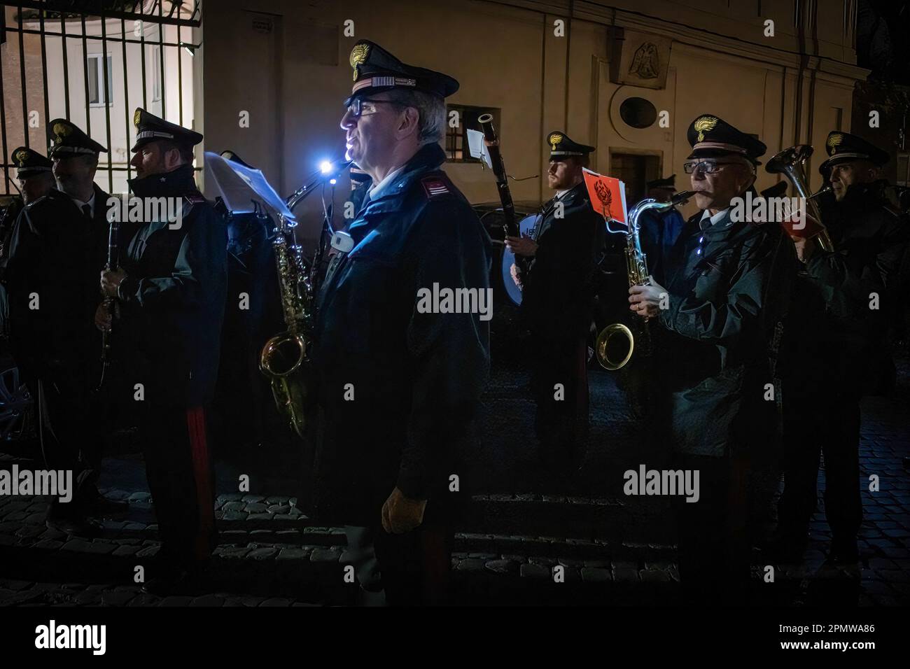 The Carabinieri band accompanies the representation of the Edicule of ...