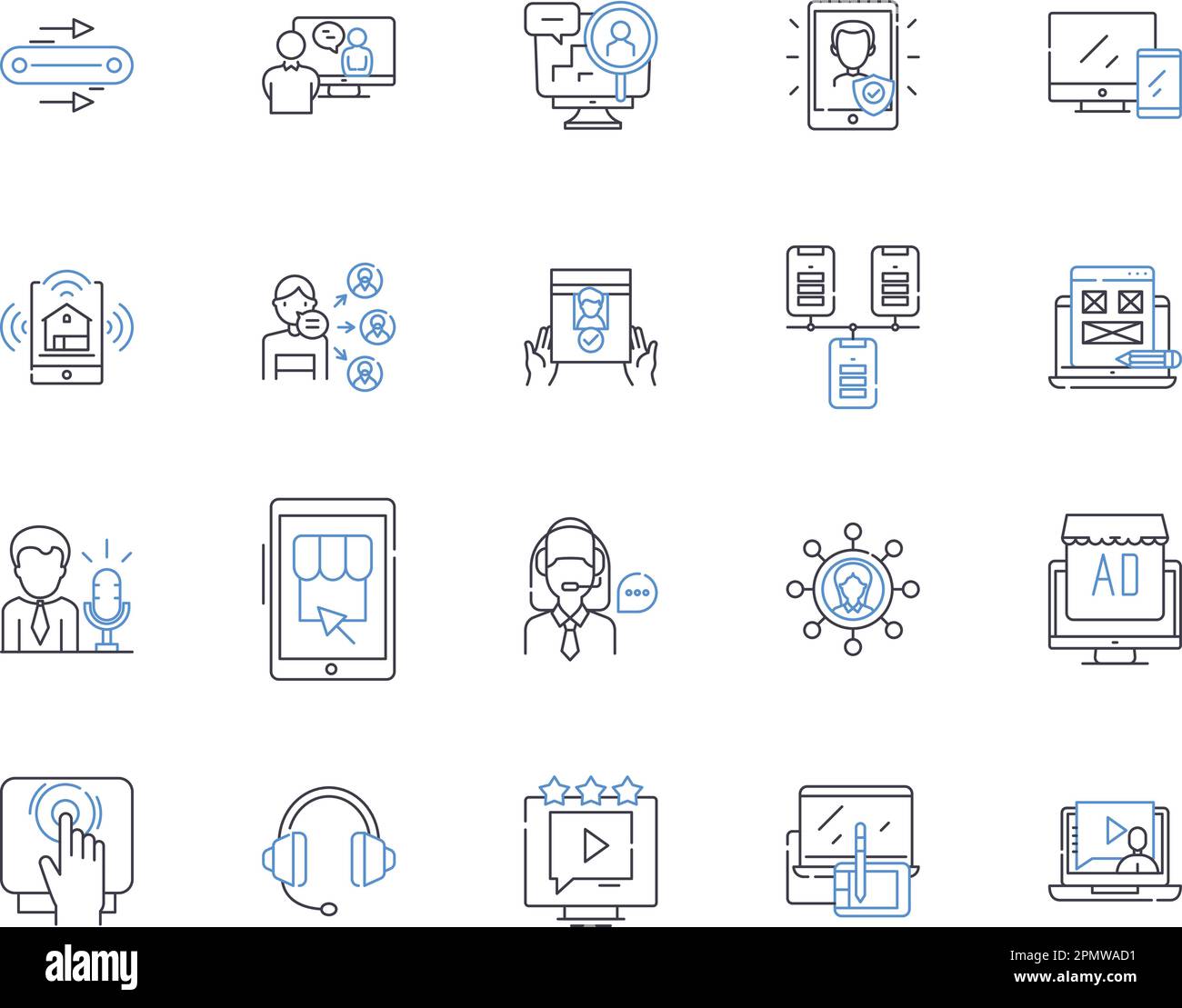Audio technology outline icons collection. Audio, Technology, Sound ...