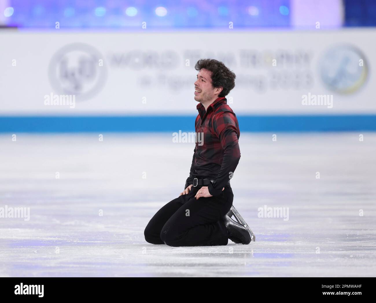 Keegan MESSING of Canada reacts during men's free skating of ISU World ...