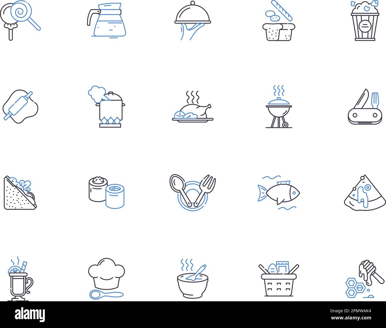 Cooking outline icons collection. Baking, Boiling, Frying, Roasting ...