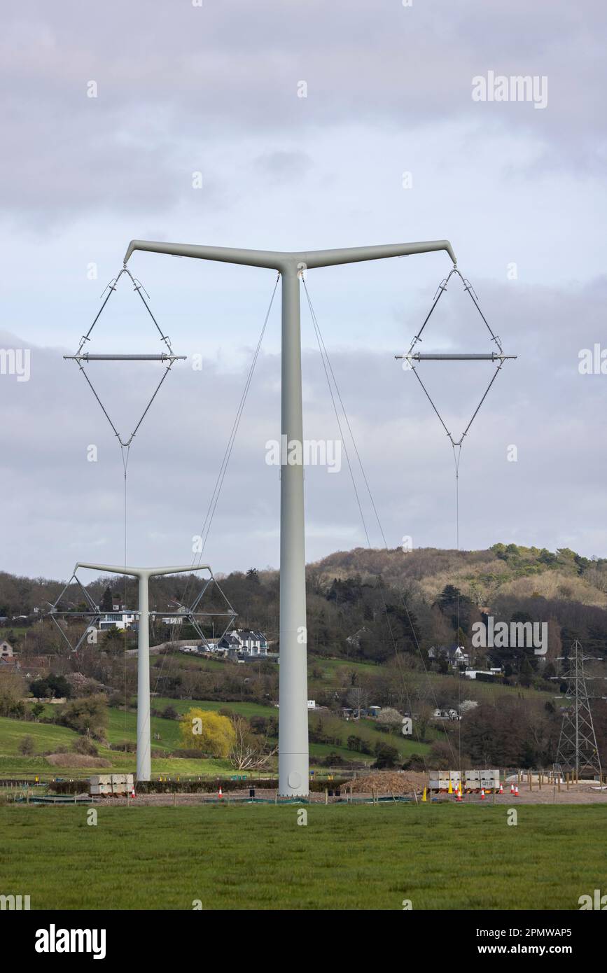 The construction of the Hinkley Point C T Pylons Stock Photo - Alamy