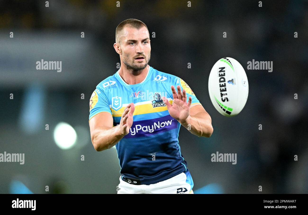 Titans player Kieran Foran warms up prior to the NRL Round 7 match ...