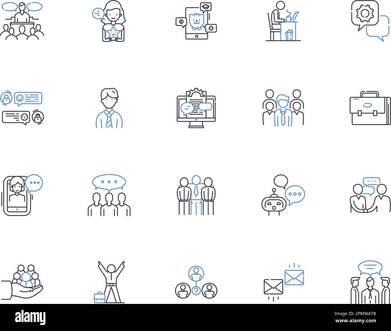 Clients outline icons collection. Customers, Consumers, Patrons, Buyers, Subscribers, Audience ...