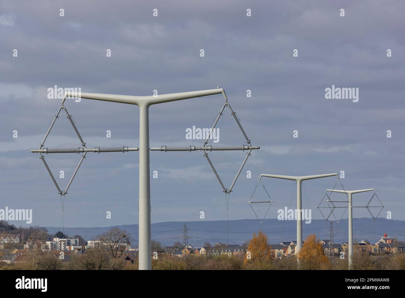 The construction of the Hinkley Point C T Pylons Stock Photo - Alamy