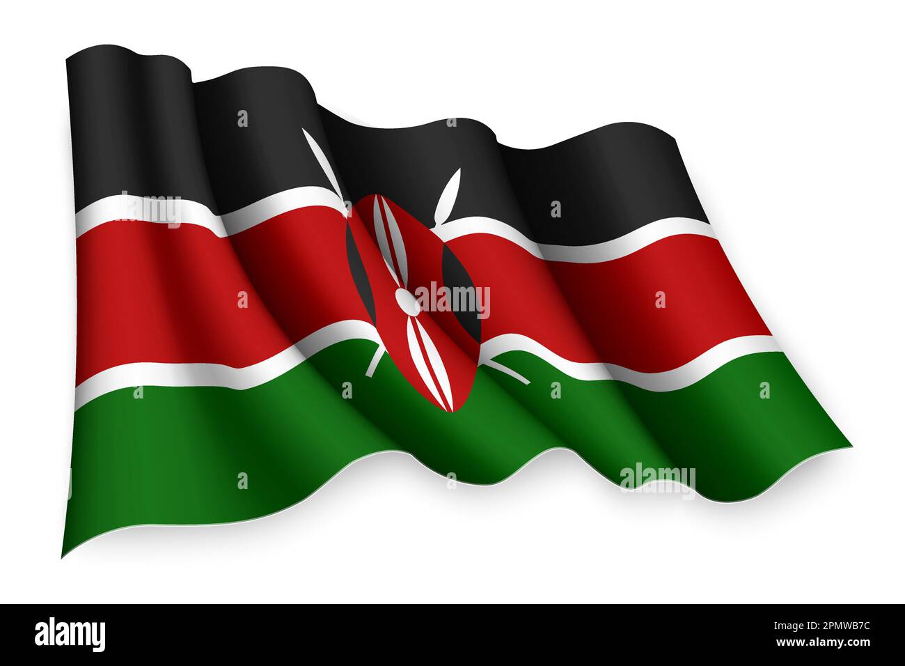 Realistic waving flag of Kenya Stock Vector Image & Art - Alamy