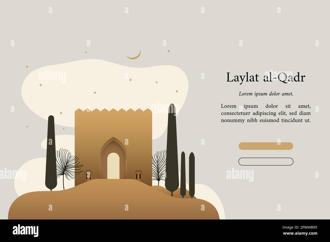 The Muslim feast of the holy month of Ramadan Laylat al Qadr. Vector ...