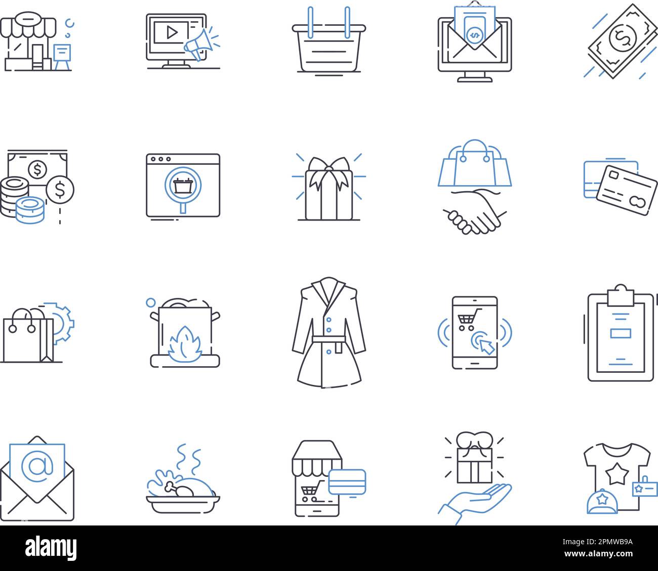 Store and meal outline icons collection. store, meal, restaurant ...