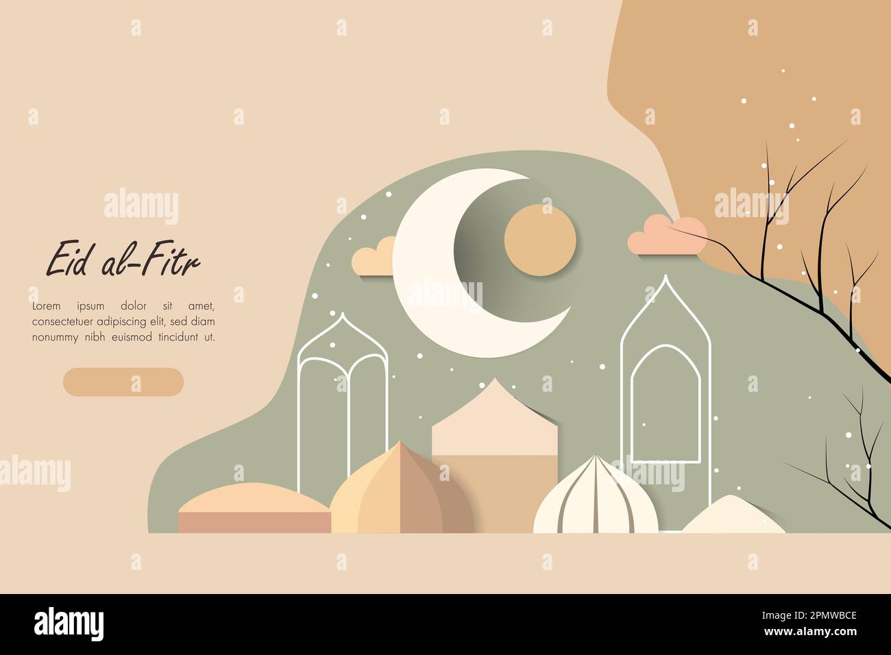 The Muslim feast of the holy month of Ramadan Eid al-Fitr. Vector ...