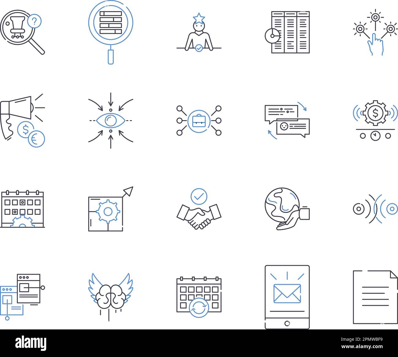 Partnership cooperation outline icons collection. Collaboration ...