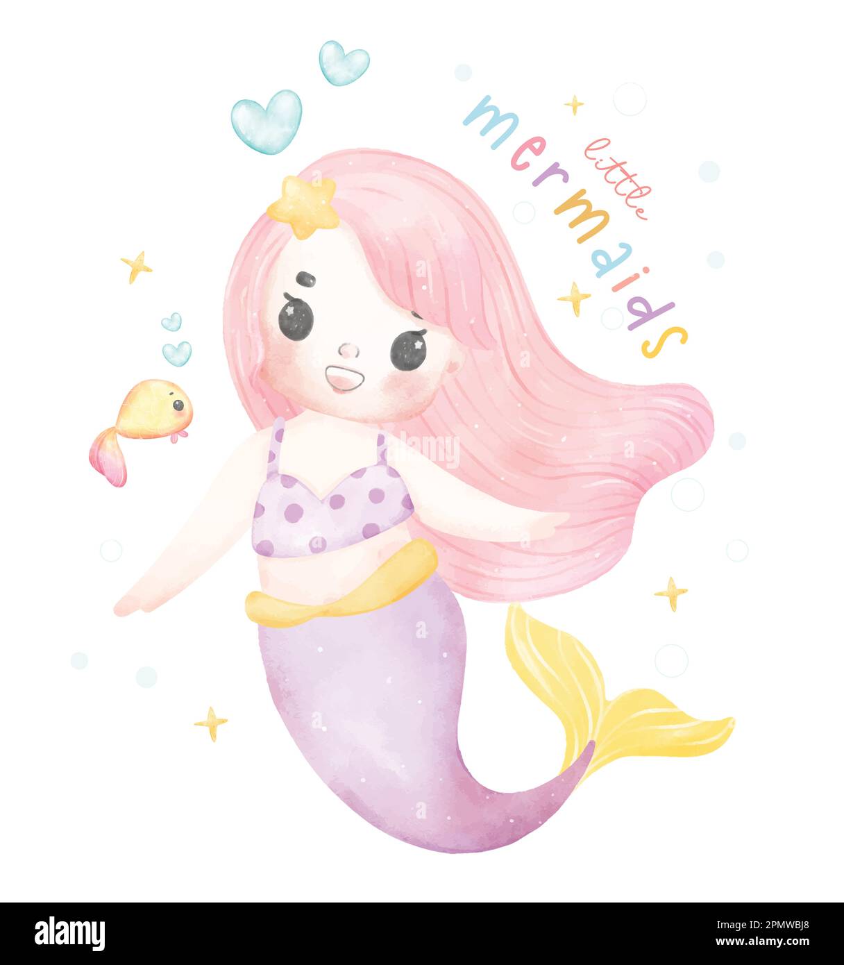 Cartoon pink mermaid Stock Vector Images - Alamy