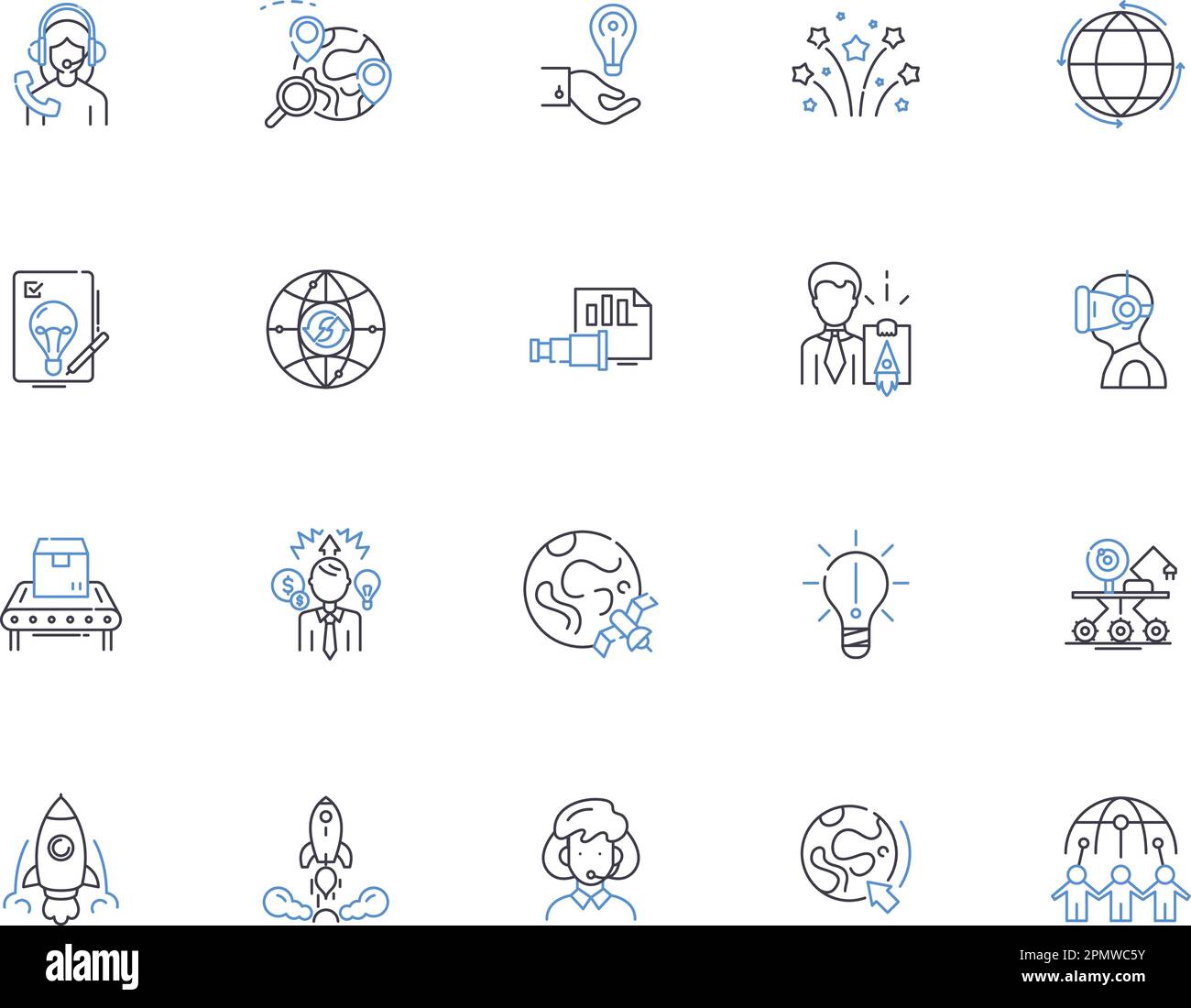 Innovations outline icons collection. Invent, Advance, Improve, Create ...