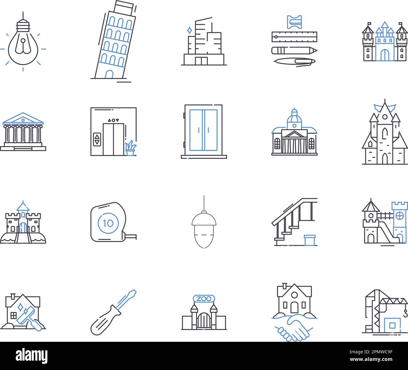 Houses and buildings outline icons collection. Homes, Dwellings, Abodes ...