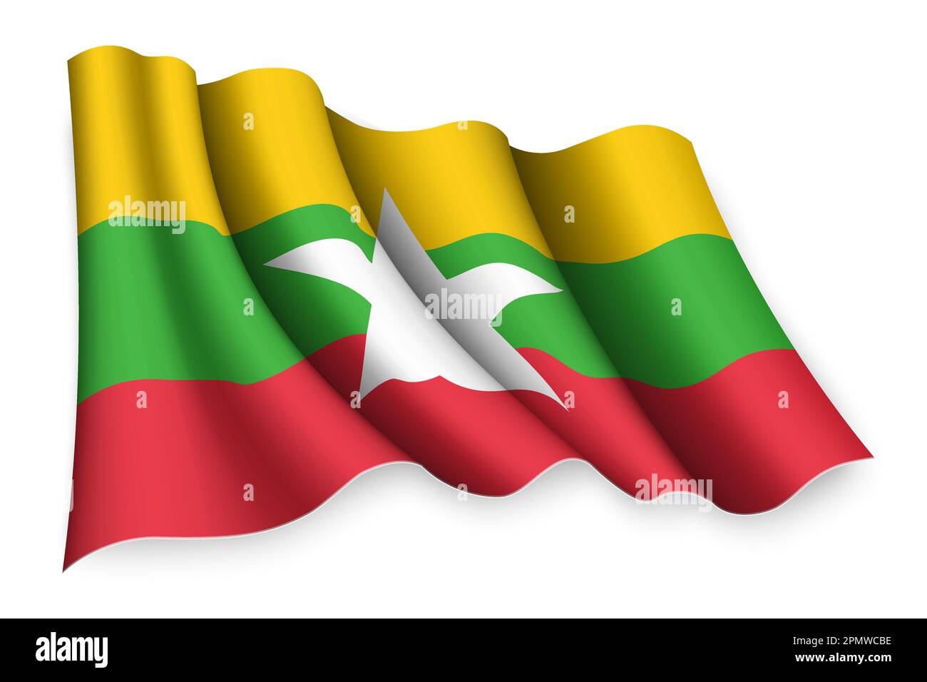 Realistic waving flag of Myanmar Stock Vector Image & Art - Alamy