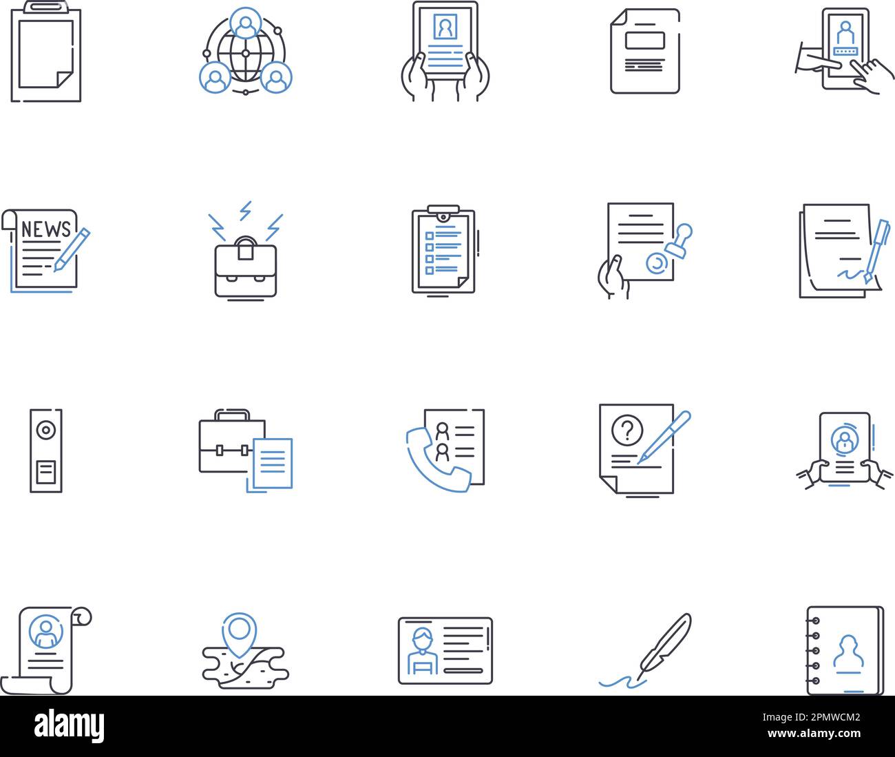 Remote work outline icons collection. Telecommuting, Telework, Offsite ...