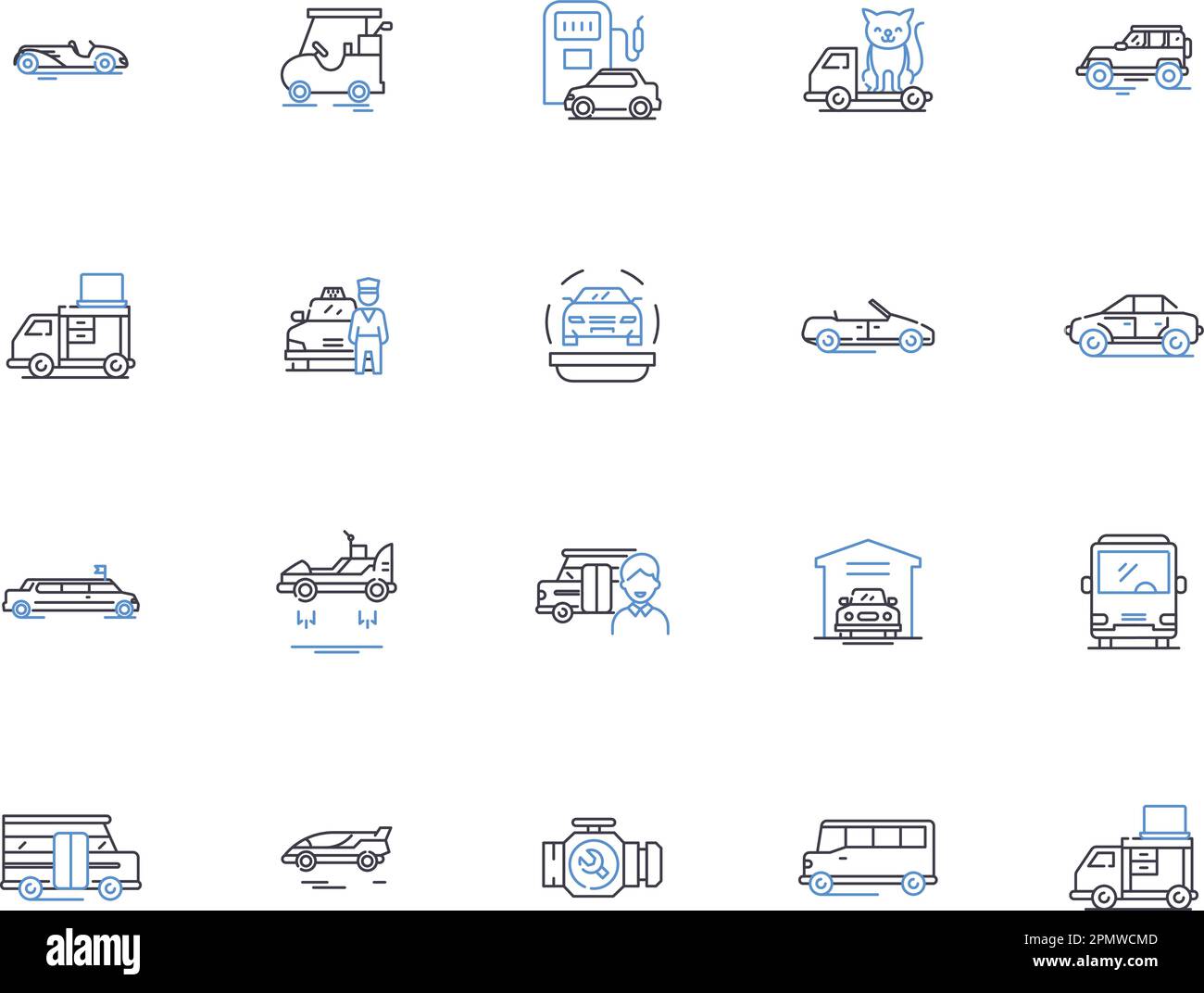 Cars outline icons collection. Vehicle, Automobile, Motor, Auto, Sedan ...