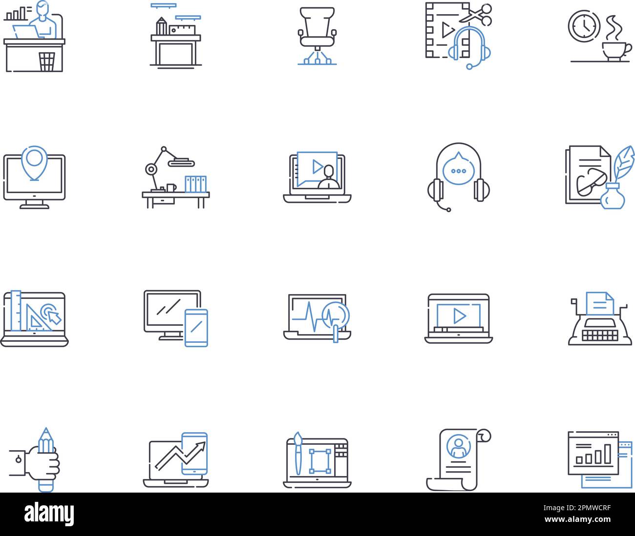 Work from home outline icons collection. Home-based, telecommuting ... Work from home outline icons collection. Home-based, telecommuting ...