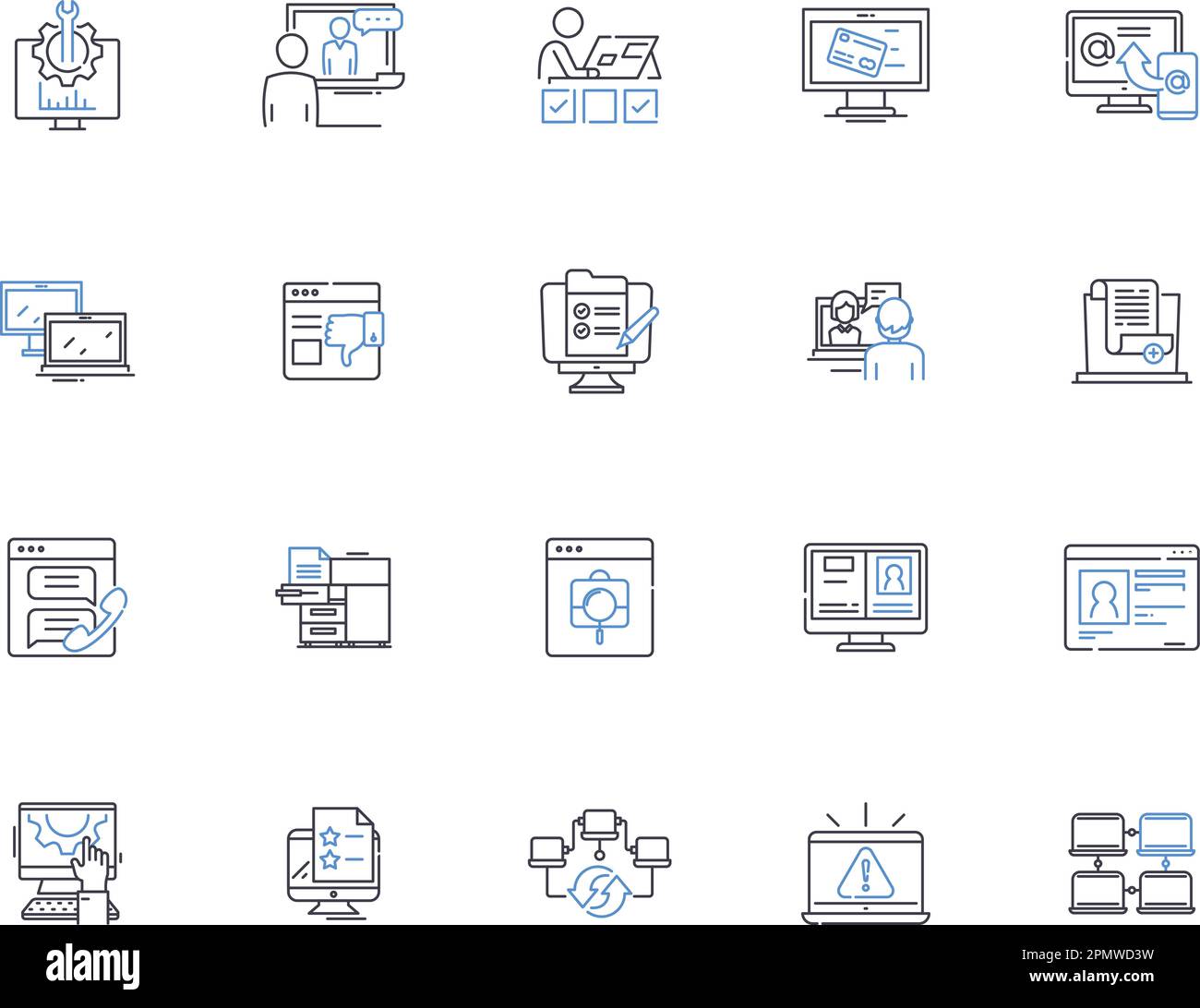 Computer Outline Icons Collection Computer Hardware Software Monitor Keyboard Mouse