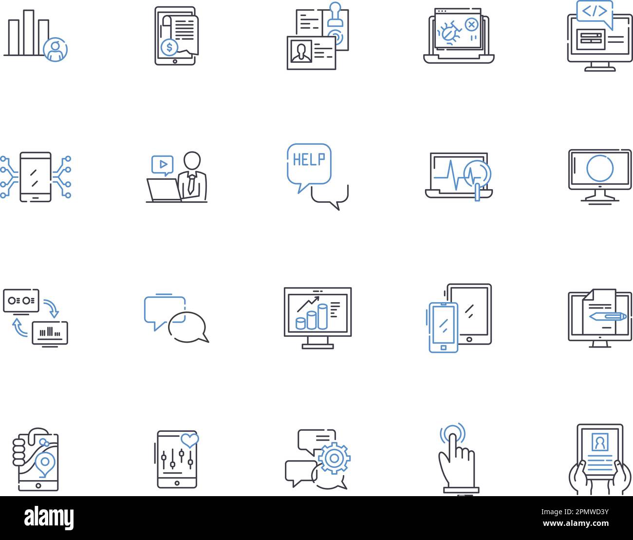 Innovation management outline icons collection. Strategy, Creativity ...