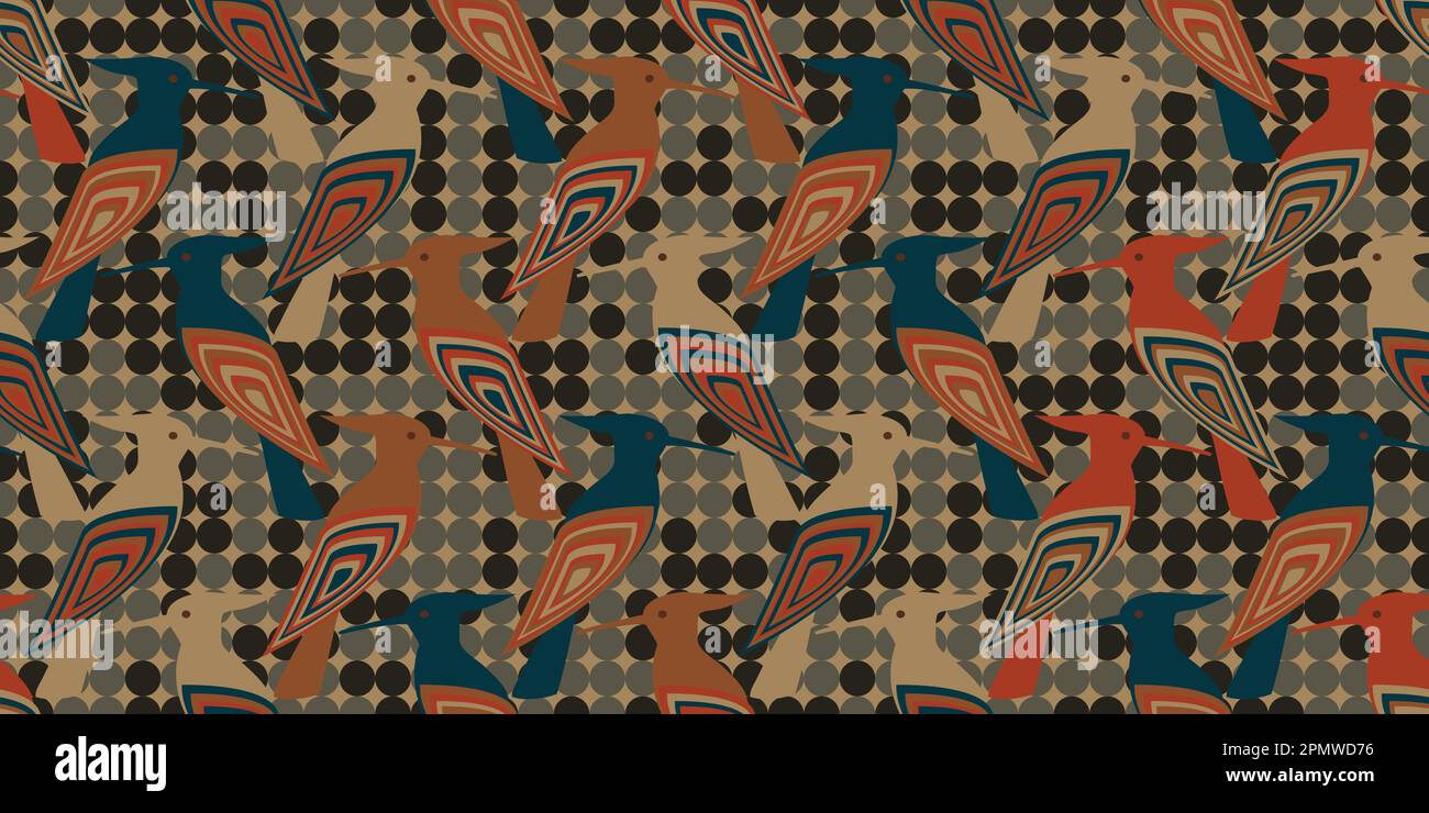 Birds seamless pattern vector. Upupa epops bird graphics design ...