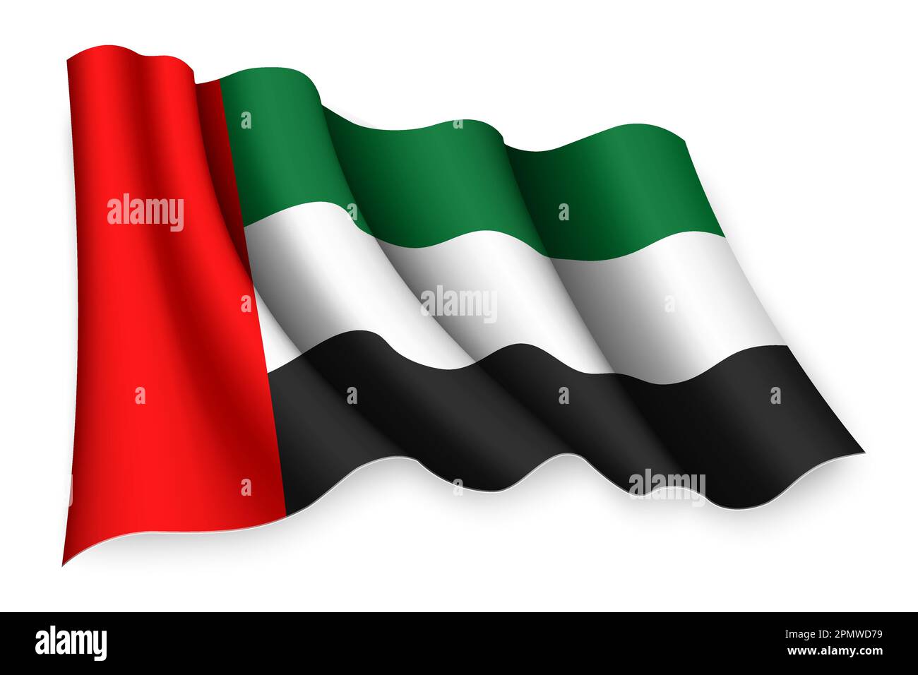 Realistic waving flag of United Arab Emirates Stock Vector Image & Art ...