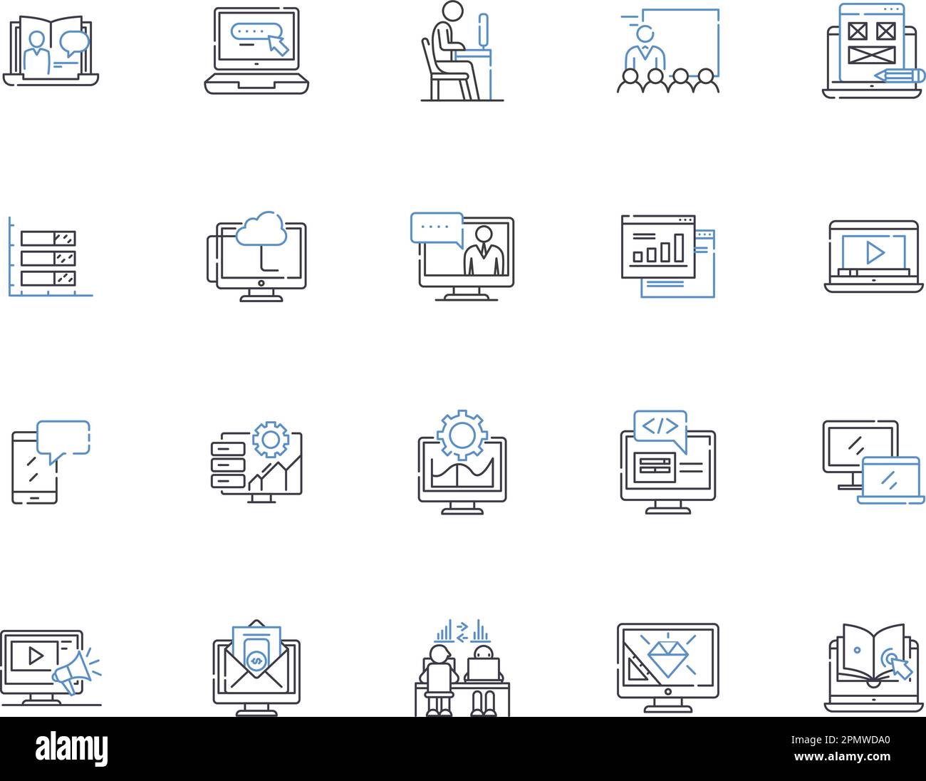 Online business outline icons collection. Ecommerce, Storefront, Digital, Merchandise ...