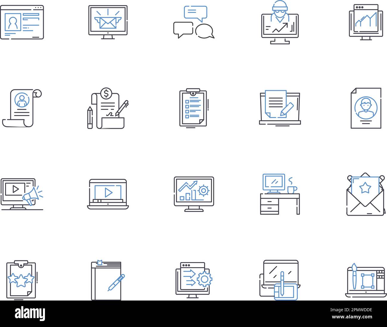 Content marketing outline icons collection. Content, Marketing ...