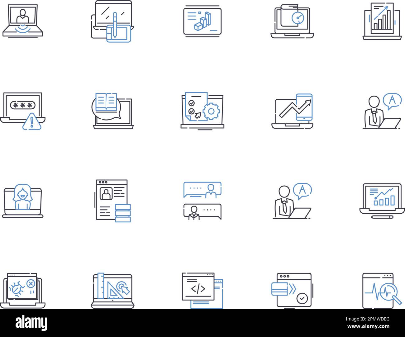 Laptop notebook outline icons collection. laptop, notebook, computer ...