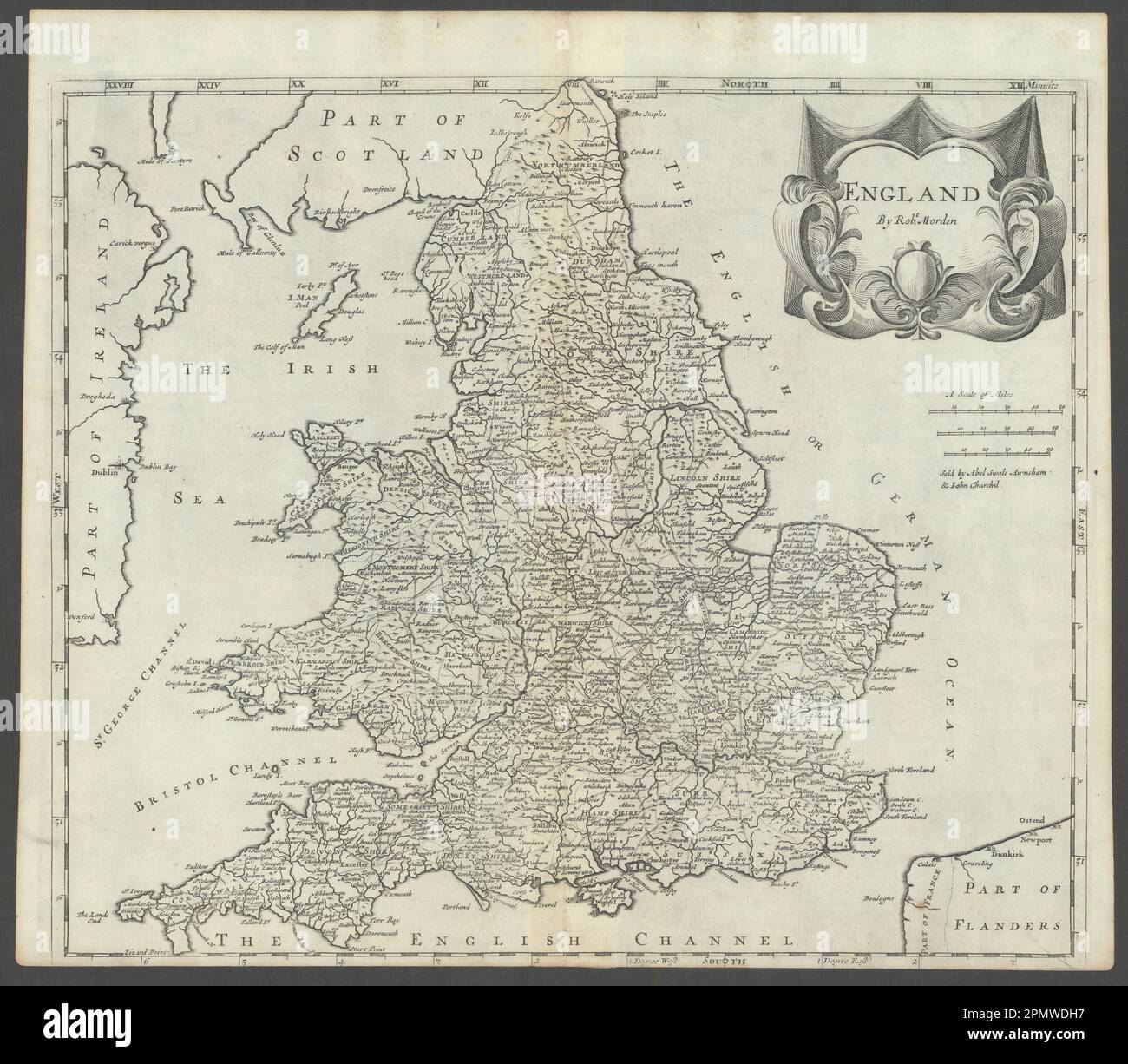 ENGLAND by ROBERT MORDEN from Camden's Britannia 1722 old antique map ...