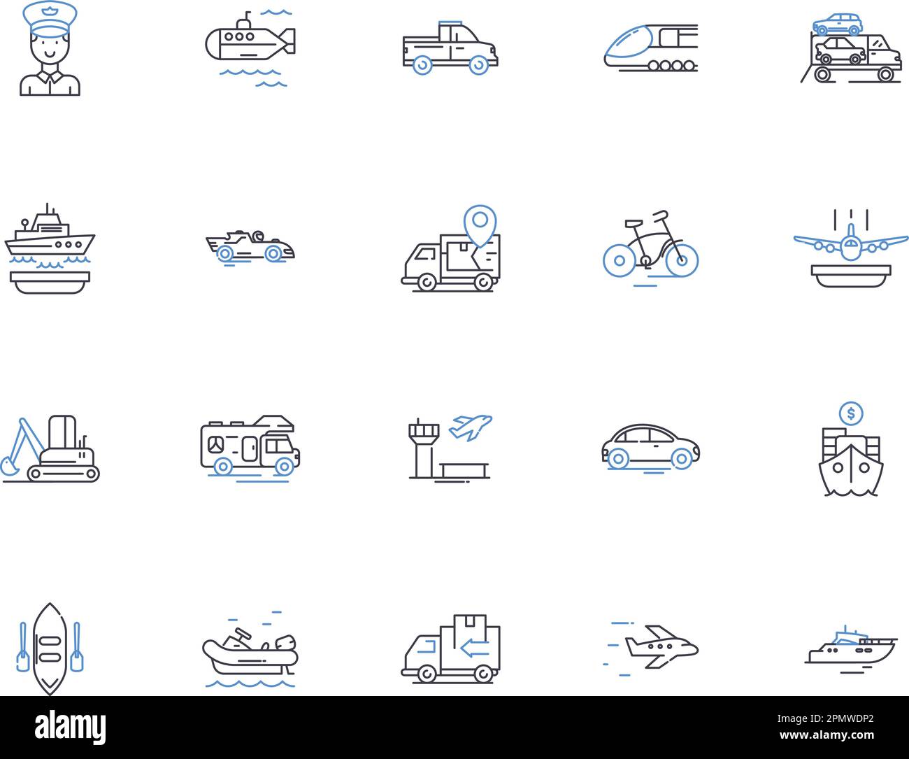 Transport set outline icons collection. Transport, Set, Vehicles ...