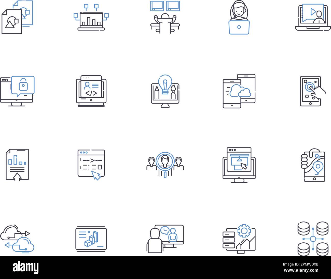 Digital customer experience outline icons collection. digital, customer ...
