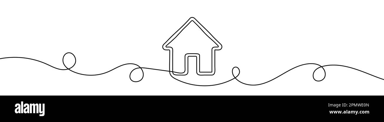 House sign in continuous line drawing style. Line art of house icon ...
