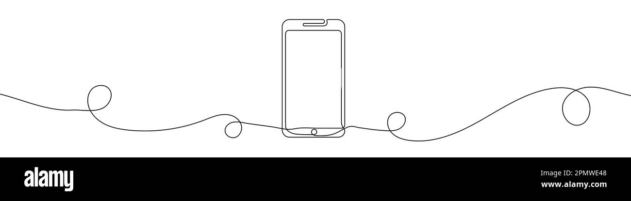 Smartphone symbol in continuous line drawing style. Line art of phone ...
