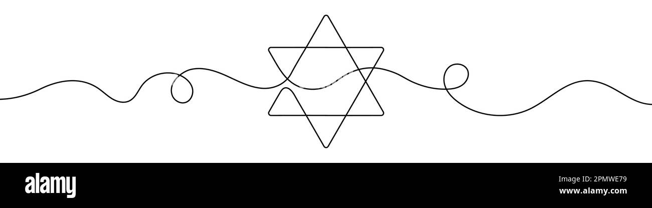 Star of David in continuous line drawing style. Line art of star of David. Vector illustration ...