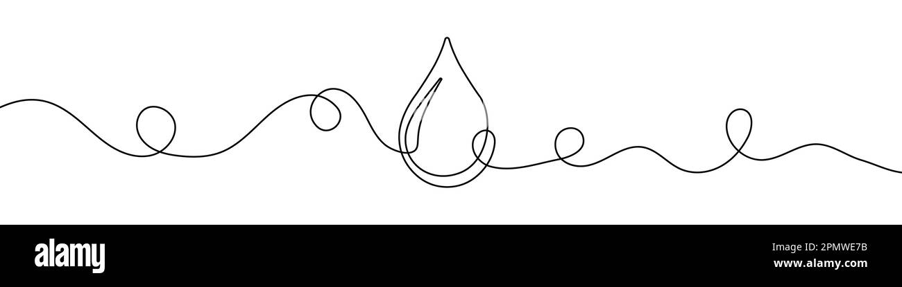 Water drop in continuous line drawing style. Line art of drop icon ...