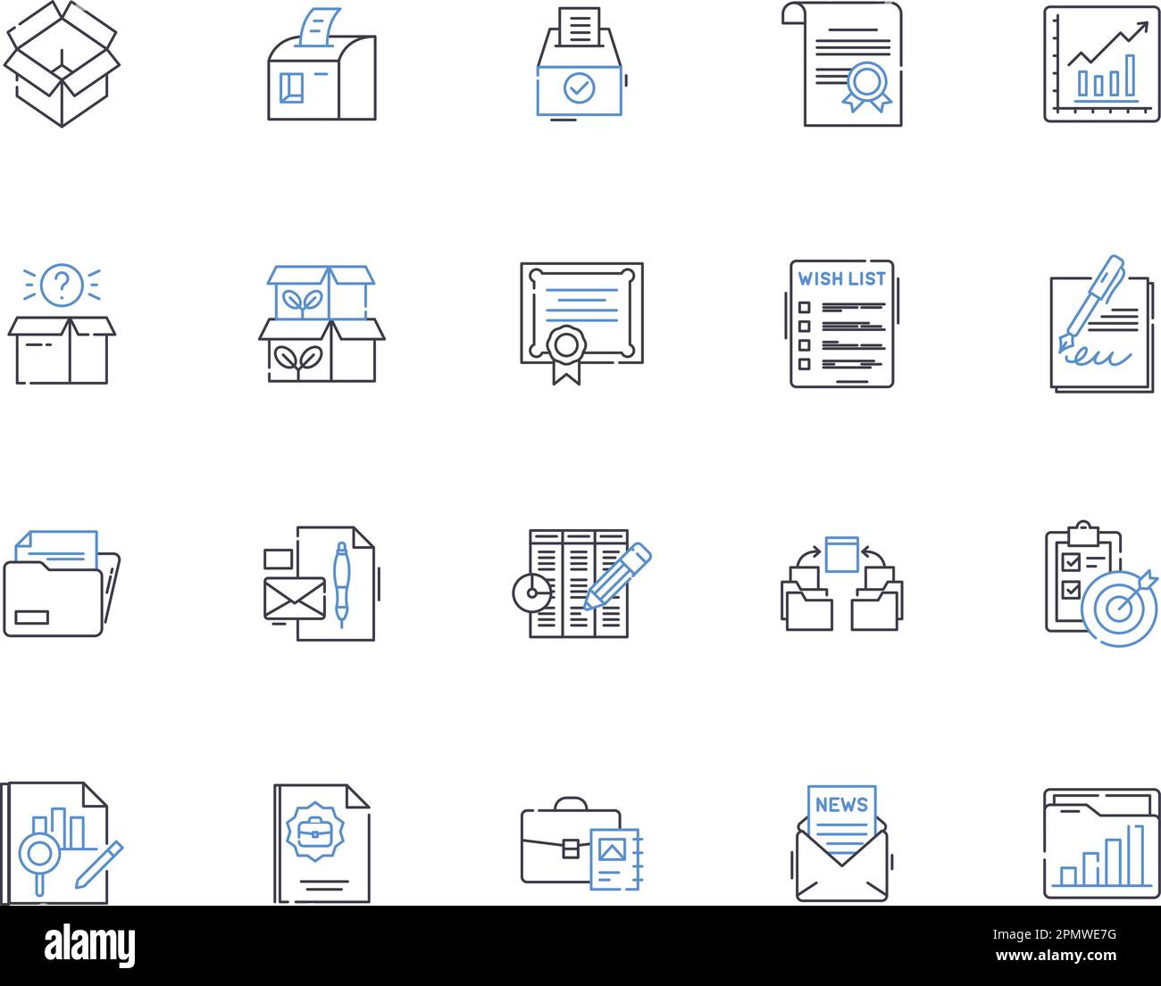 Folders And Files Outline Icons Collection Folders Files Organize