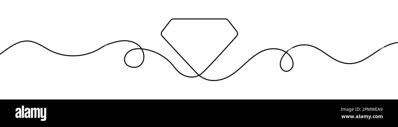 Diamond symbol in continuous line drawing style. Line art of gem icon ...