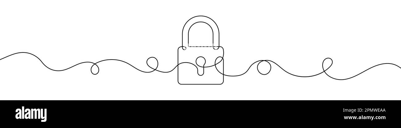 Padlock symbol in continuous line drawing style. Line art of lock icon ...