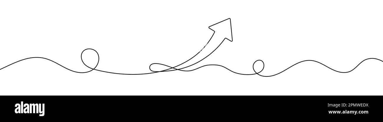 Arrow in continuous line drawing style. Line art of the arrow icon ...