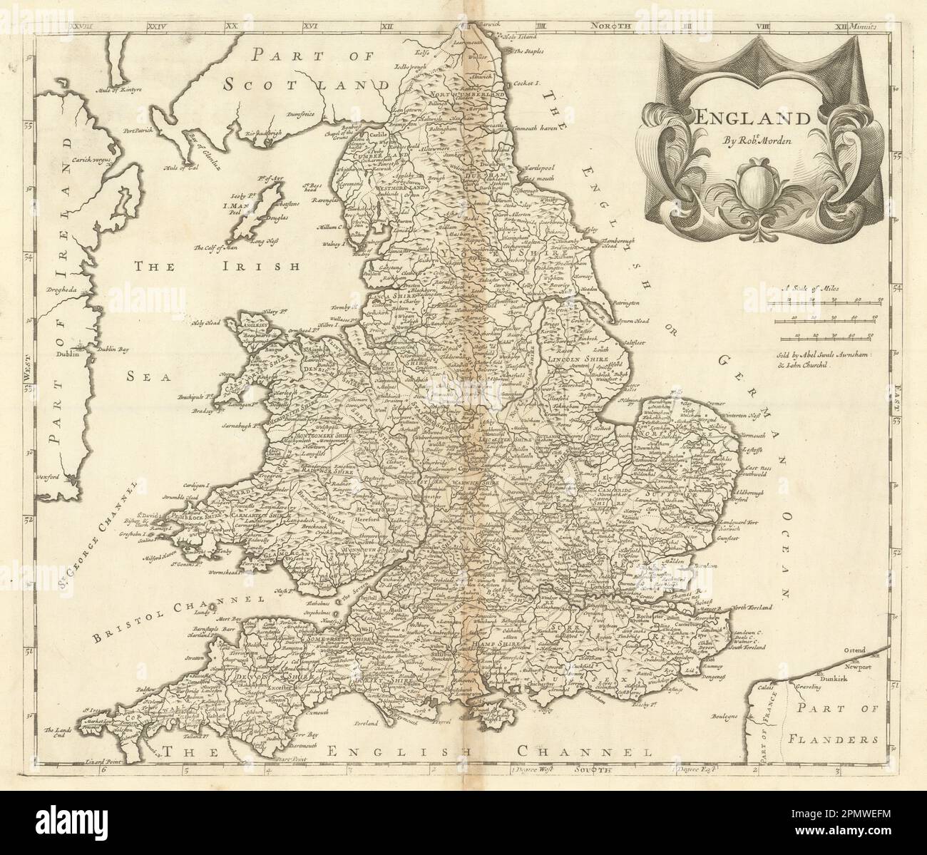 ENGLAND by ROBERT MORDEN from Camden's Britannia 1695 old antique map ...