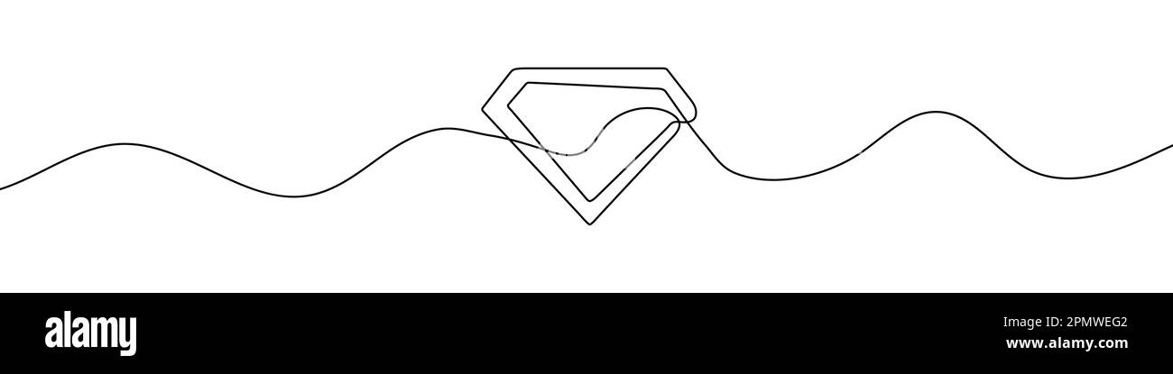 Diamond symbol in continuous line drawing style. Line art of gem icon ...