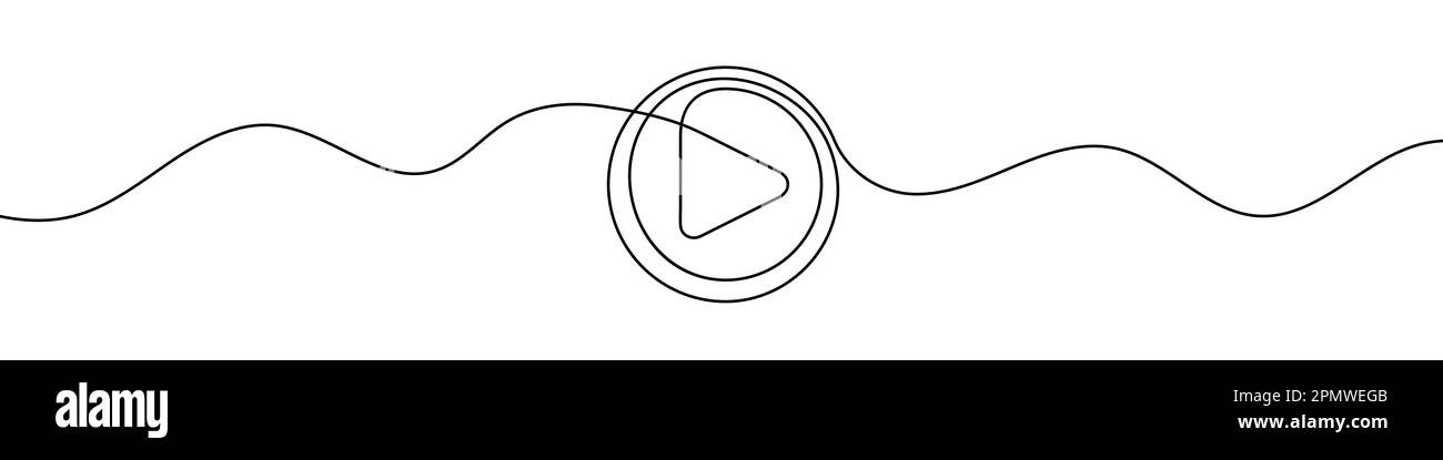 Play icon in continuous line drawing style. Line art of play button ...