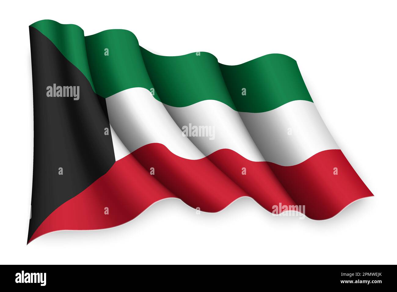 Realistic waving flag of Kuwait Stock Vector Image & Art - Alamy