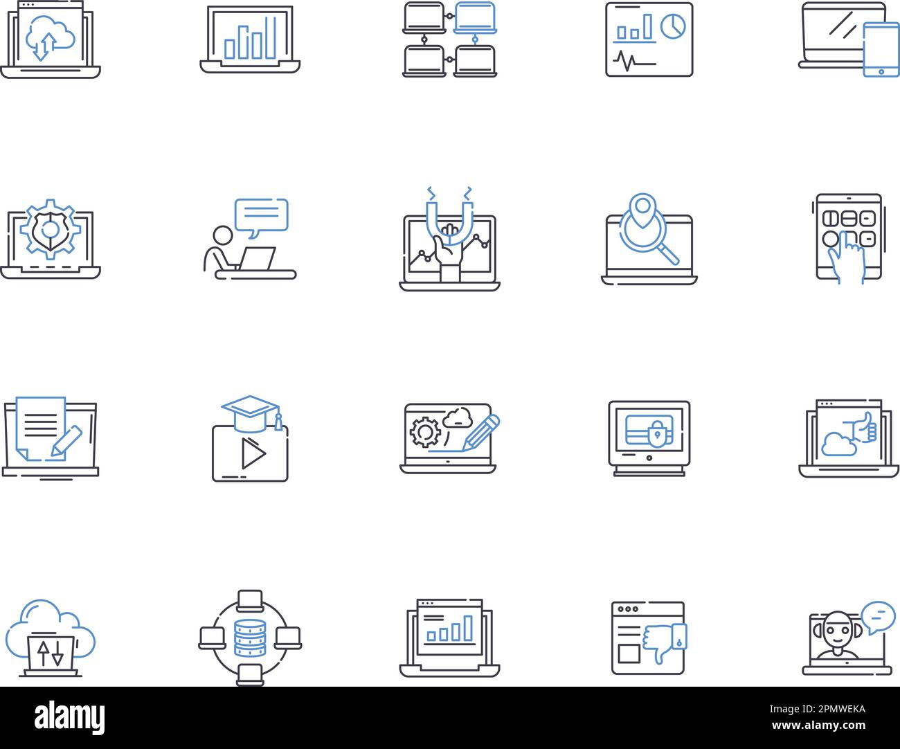 Laptop notebook outline icons collection. laptop, notebook, computer ...