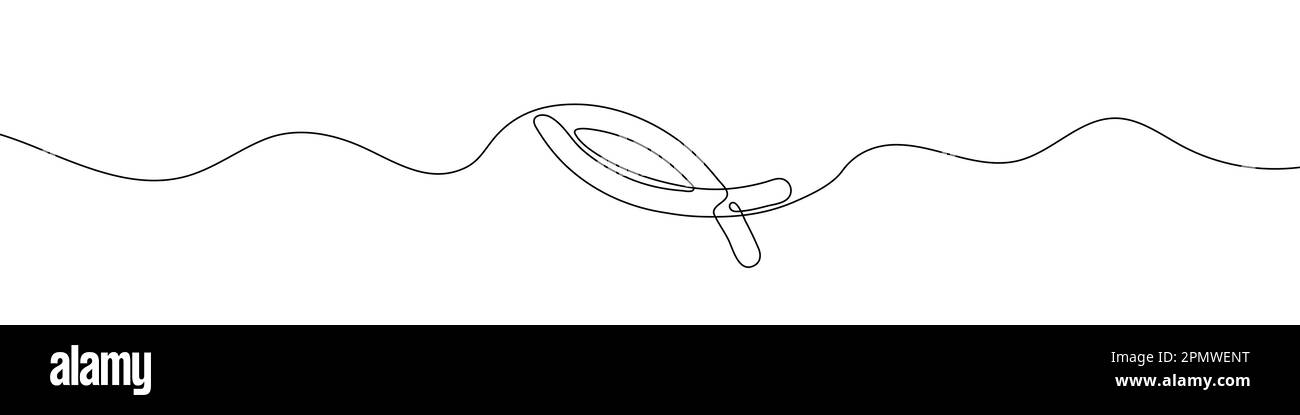 Christian fish icon in continuous line drawing style. Line art of of a ...