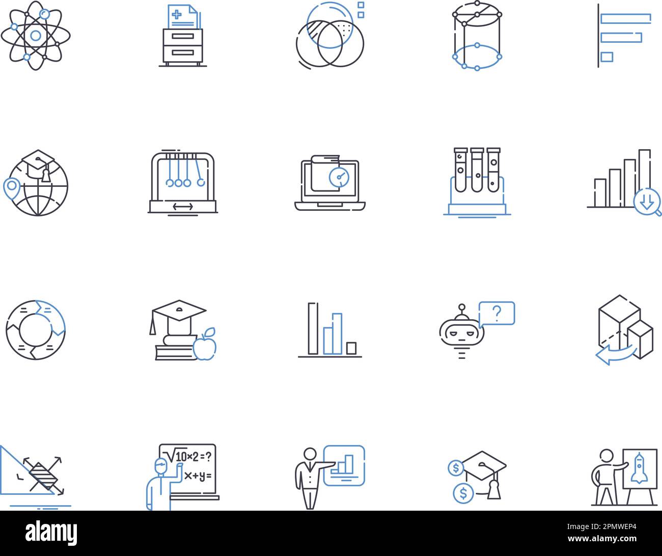 Science outline icons collection. Science, Physics, Chemistry, Biology ...