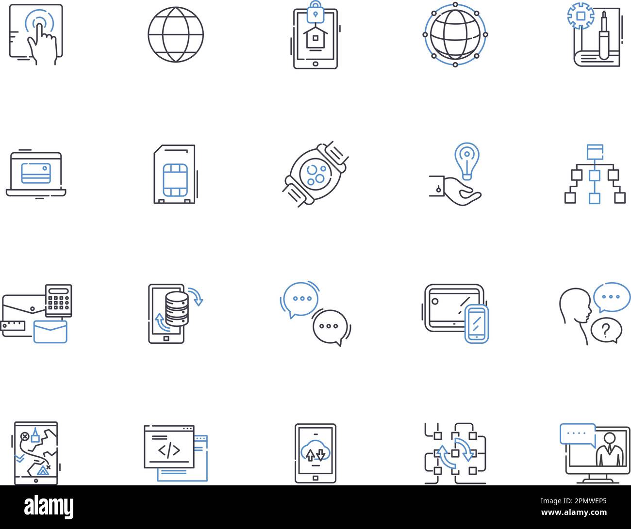 Innovation management outline icons collection. Strategy, Creativity ...